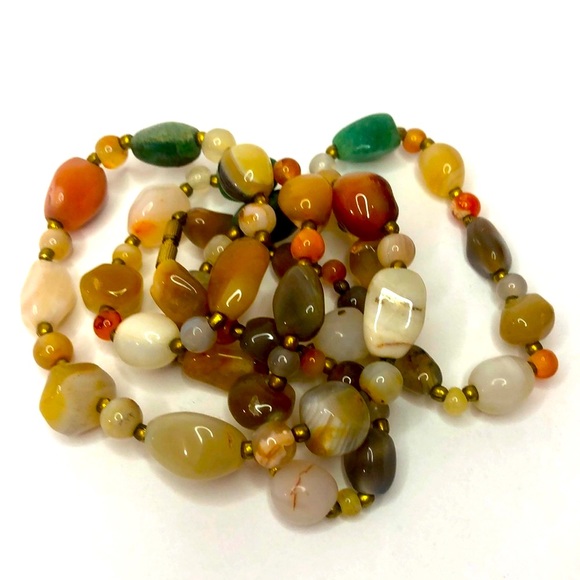 Jewelry | Vintage Gold Tone Barrel Clasp Multi Colored Agate Gemstone ...